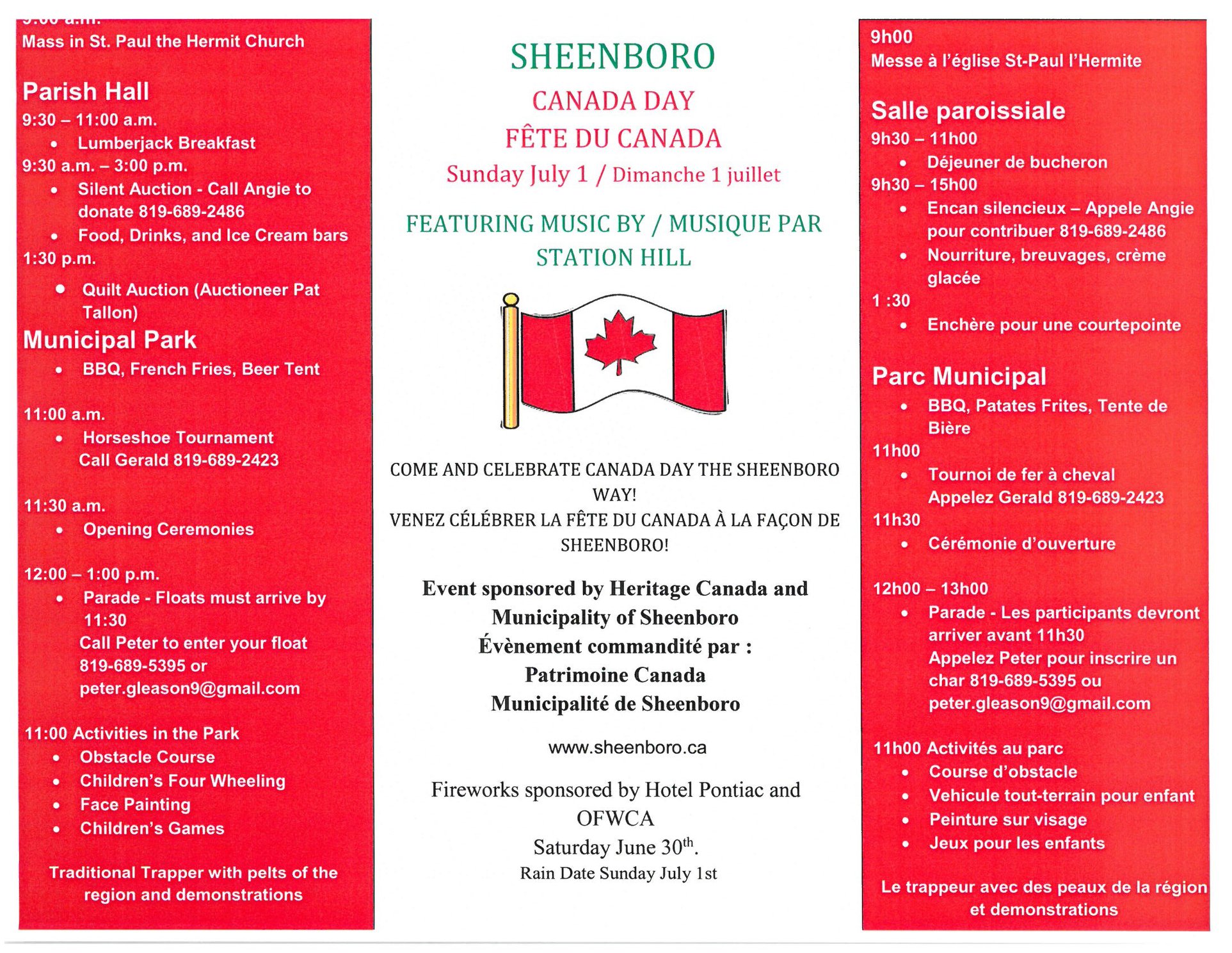 Come celebrate Canada in Sheenboro!! – Upper Pontiac Parishes